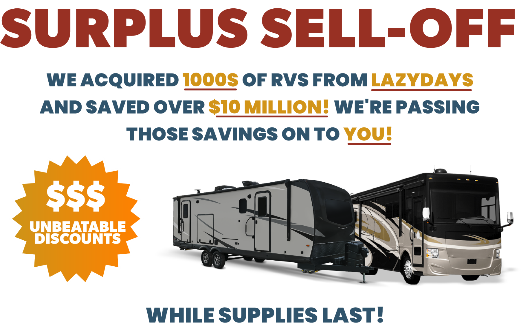 Lazy Days Surplus Sell Off | Campers Inn