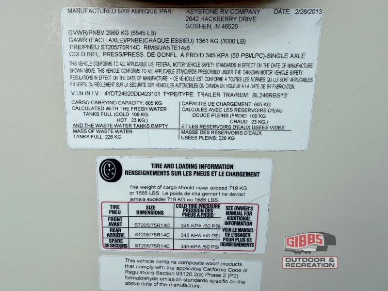 Used 2013 Keystone RV Bullet 246RBS Travel Trailer at Gibbs Outdoor ...