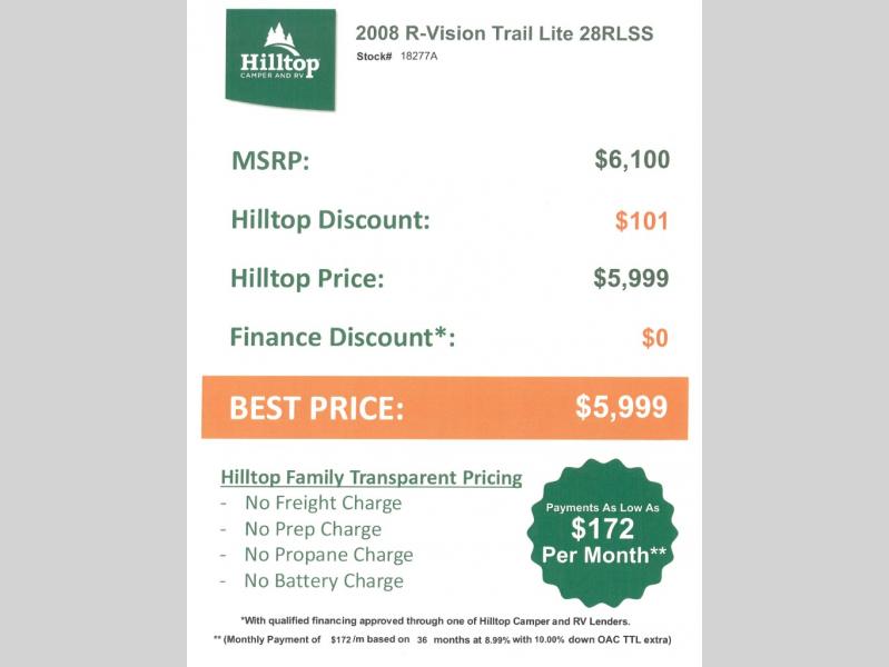 Used 2008 R-Vision Trail Lite 28RLSS Travel Trailer at Hilltop Camper ...