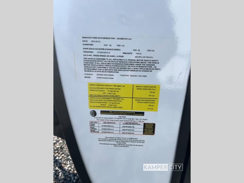 New 2025 Cruiser Shadow Cruiser 261RB Travel Trailer at Kamper City ...