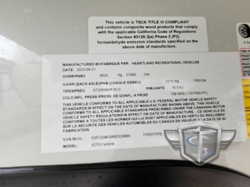 New 2024 Heartland Cyclone 4270 Toy Hauler Fifth Wheel at T&S RV and ...